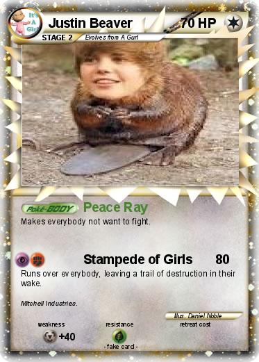 Pokémon Justin Beaver 284 284 - Peace Ray - My Pokemon Card