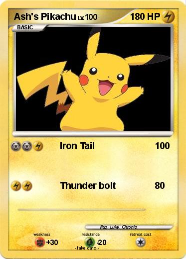 Pokémon Ash s Pikachu 287 287 - Iron Tail - My Pokemon Card