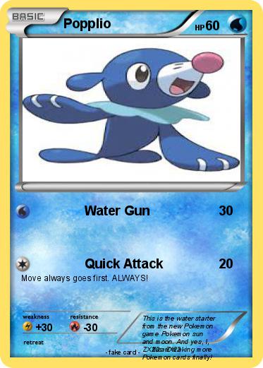 Pokémon Popplio 20 20 - Water Gun - My Pokemon Card