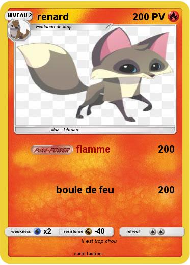 Pokémon renard 250 250 - flamme - Ma carte Pokémon