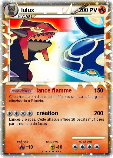 Pokémon lulux - lance flamme - Ma carte Pokémon