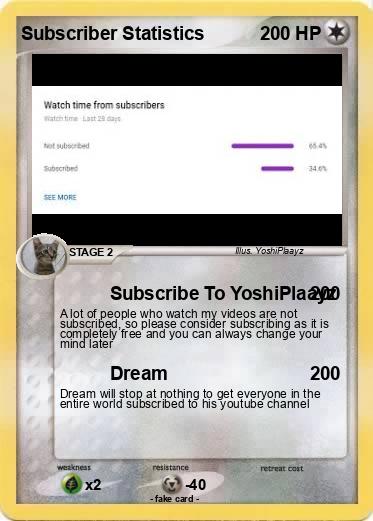 Pokémon Subscriber Statistics - Subscribe To YoshiPlaayz - My Pokemon Card