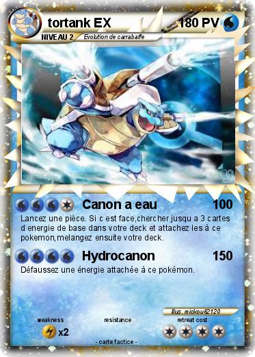 Pokémon tortank EX 56 56 - Canon a eau - Ma carte Pokémon