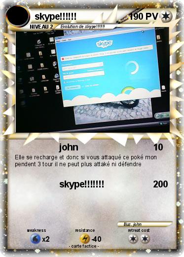 Pokémon skype 21 21 - john - Ma carte Pokémon