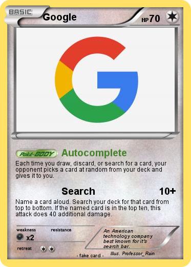 Pokémon Google 1085 1085 - Autocomplete - My Pokemon Card