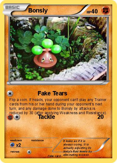Pokémon Bonsly 30 30 - Fake Tears - My Pokemon Card
