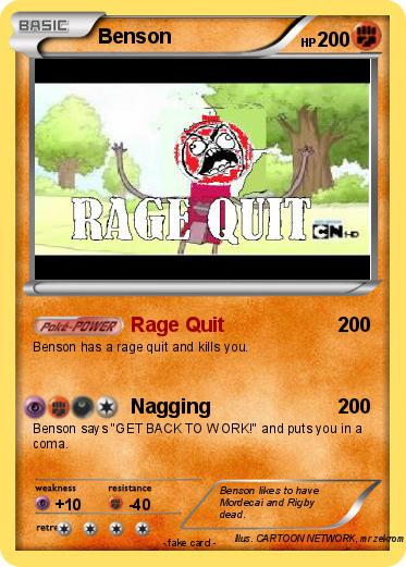 Pokémon Benson 263 263 - Rage Quit - My Pokemon Card