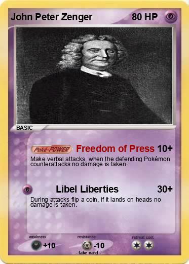 Pokémon John Peter Zenger - Freedom of Press - My Pokemon Card