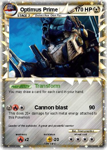 Pokémon Optimus Prime 720 720 - Transform - My Pokemon Card
