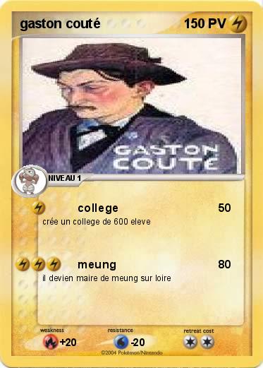 Pokémon gaston coute - college - Ma carte Pokémon