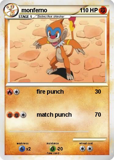 Pokémon monferno 145 145 - fire punch - My Pokemon Card