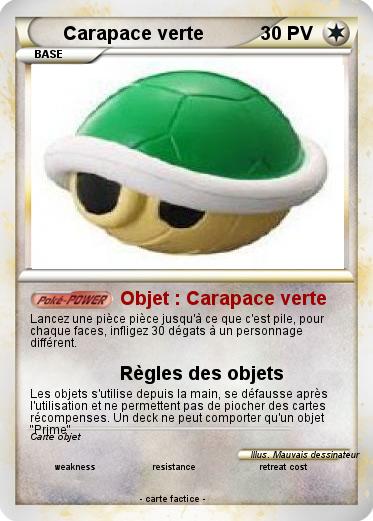 Pokémon Carapace verte 18 18 - Objet : Carapace verte - Ma carte Pokémon