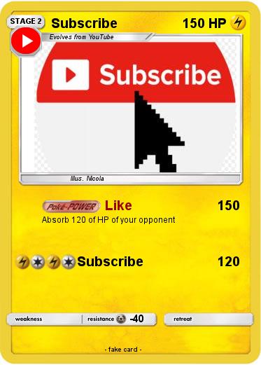 Pokémon Subscribe 13 13 - Like - My Pokemon Card