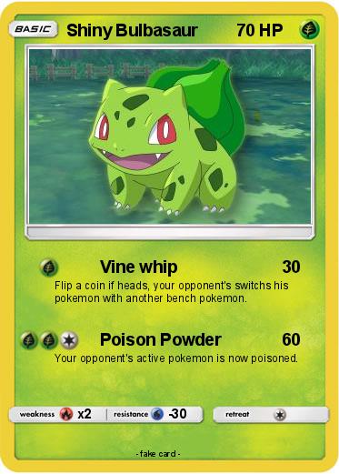 Pokémon Shiny Bulbasaur 13 13 - Vine whip - My Pokemon Card