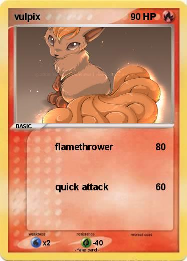 Pokémon vulpix 72 72 - flamethrower - My Pokemon Card