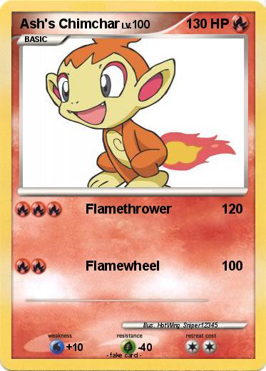 Pokémon Ash s Chimchar 9 9 - Flamethrower - My Pokemon Card