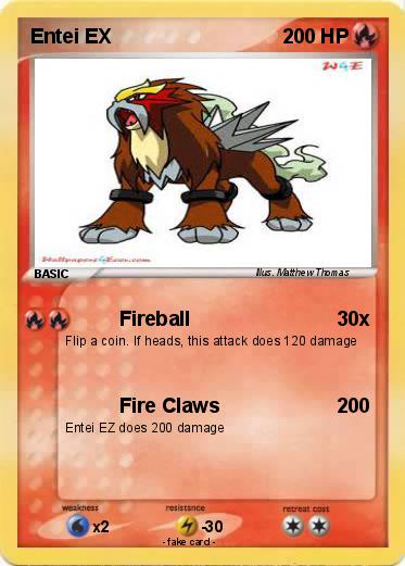Pokémon Entei EX 105 105 - Fireball - My Pokemon Card