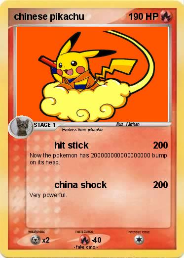 Pokémon chinese pikachu 2 2 - hit stick - My Pokemon Card