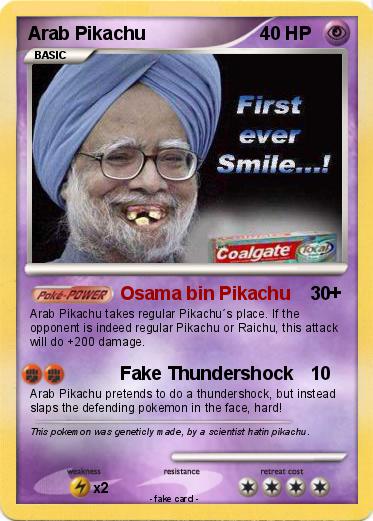 Pokémon Arab Pikachu - Osama bin Pikachu - My Pokemon Card