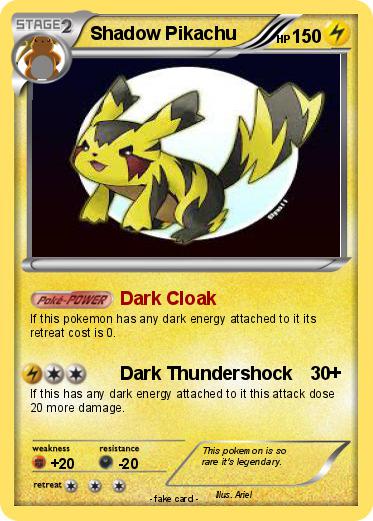 Pokémon Shadow Pikachu 870 870 - Dark Cloak - My Pokemon Card