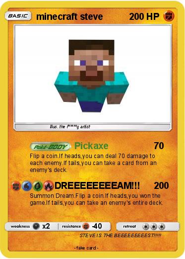 Pokémon minecraft steve 97 97 - Pickaxe - My Pokemon Card