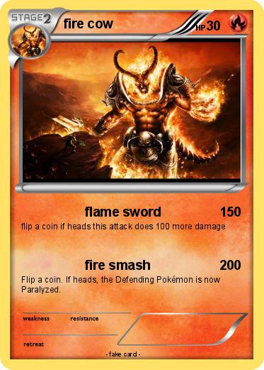 Pokémon fire cow 3 3 - flame sword - My Pokemon Card