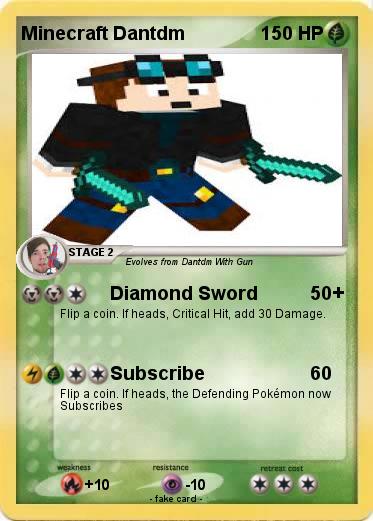Pokémon Minecraft Dantdm 2 2 - Diamond Sword + - My Pokemon Card