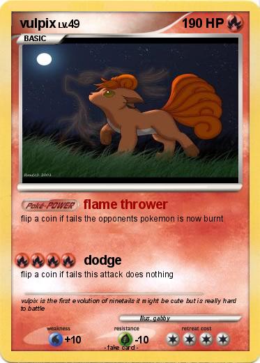 Pokémon vulpix 113 113 - flame thrower - My Pokemon Card