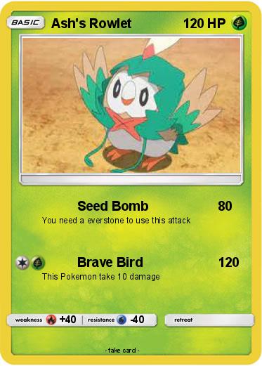 Pokémon Ash s Rowlet 4 4 - Seed Bomb - My Pokemon Card