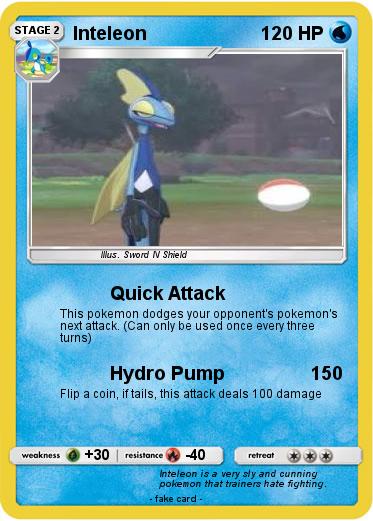 Pokémon Inteleon 2 2 - Quick Attack - My Pokemon Card