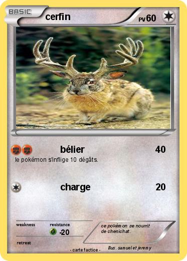 Pokémon cerfin - bélier - Ma carte Pokémon