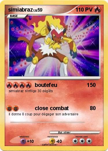 Pokémon simiabraz 395 395 - boutefeu 1 - Ma carte Pokémon