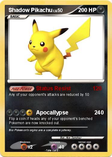 Pokémon Shadow Pikachu 330 330 - Status Resist 120 - My Pokemon Card