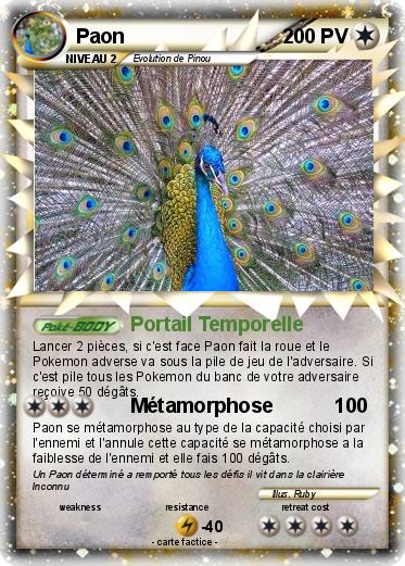 Pokémon Paon 8 8 - Portail Temporelle - Ma carte Pokémon