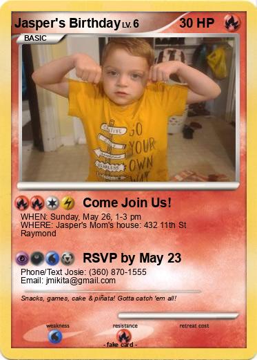Pokémon Jasper s Birthday - Come Join Us! - My Pokemon Card