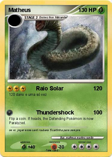 Pokémon Matheus 9 9 - Raio Solar - My Pokemon Card