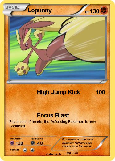 Pokémon Lopunny 65 65 - High Jump Kick - My Pokemon Card