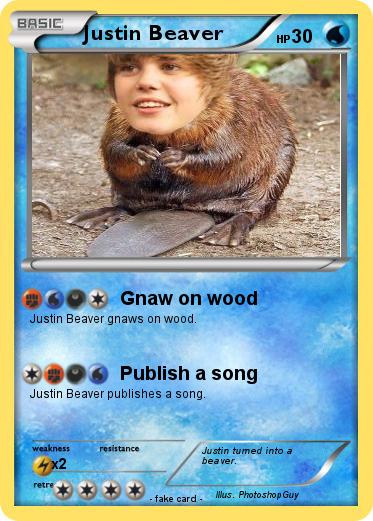 Pokémon Justin Beaver 611 611 - Gnaw on wood - My Pokemon Card