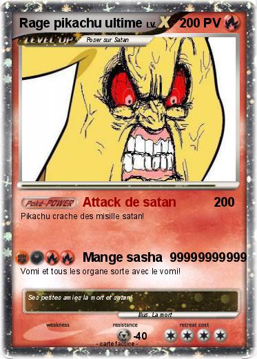 Pokémon Rage pikachu ultime - Attack de satan - Ma carte Pokémon