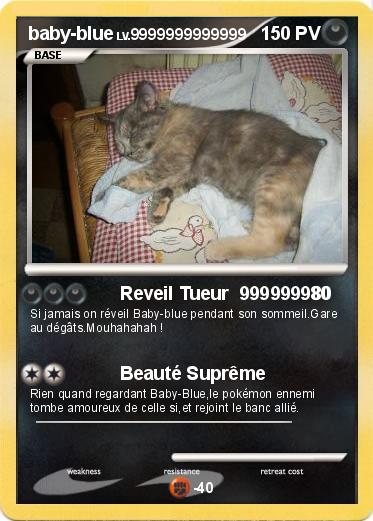Pokémon baby blue - Reveil Tueur 999999980 - Ma carte Pokémon