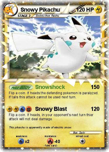 Pokémon Snowy Pikachu 1 1 - Snowshock - My Pokemon Card