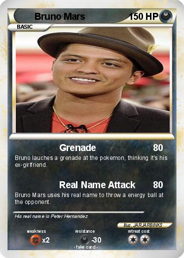 Pokémon Bruno Mars 4 4 - Grenade - My Pokemon Card