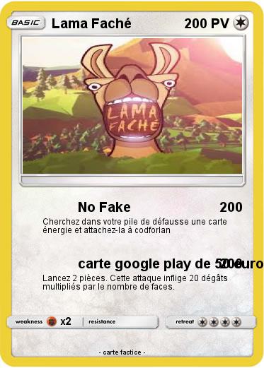 Pokémon Lama Fache 3 3 - No Fake - Ma carte Pokémon