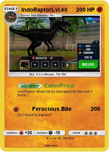 Pokémon IndoRaptorLvl 40 40 - CamoProul - My Pokemon Card