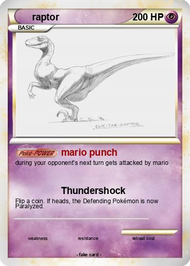 Pokémon raptor 463 463 - mario punch - My Pokemon Card