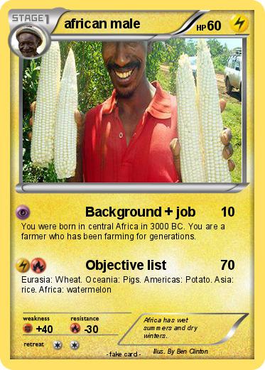 Pokémon african male - Background + job - My Pokemon Card