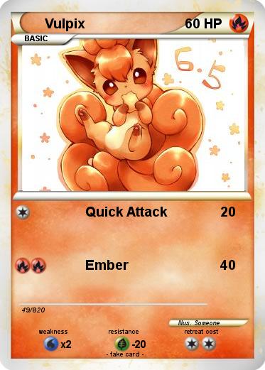 Pokémon Vulpix 376 376 - Quick Attack - My Pokemon Card