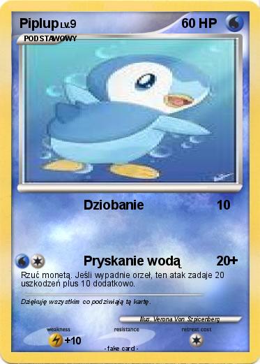 Pokémon Piplup 160 160 - Dziobanie - Twoja własna karta pokemon