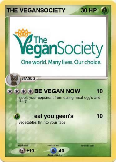 Pokémon THE VEGANSOCIETY - BE VEGAN NOW - My Pokemon Card