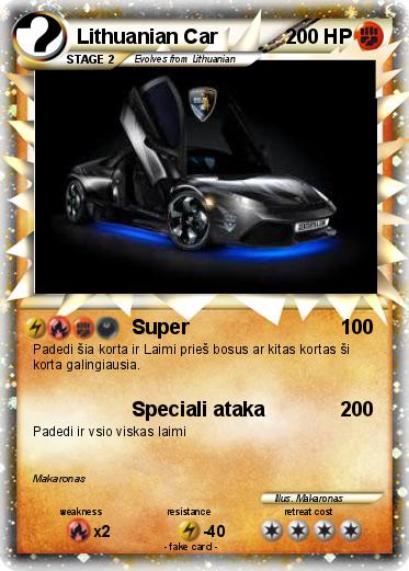Pokémon Lithuanian Car - Super - My Pokemon Card